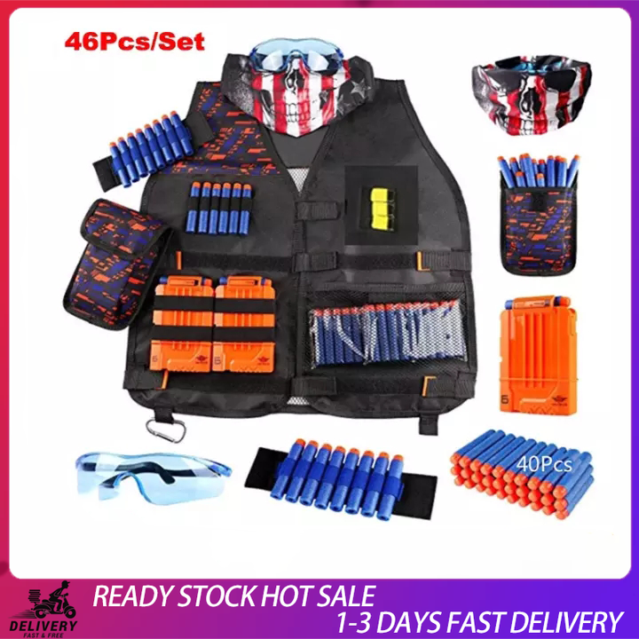 24Pcs/Set Kids Tactical Vest Nerf Gun Attack Elite Series Nerf ...