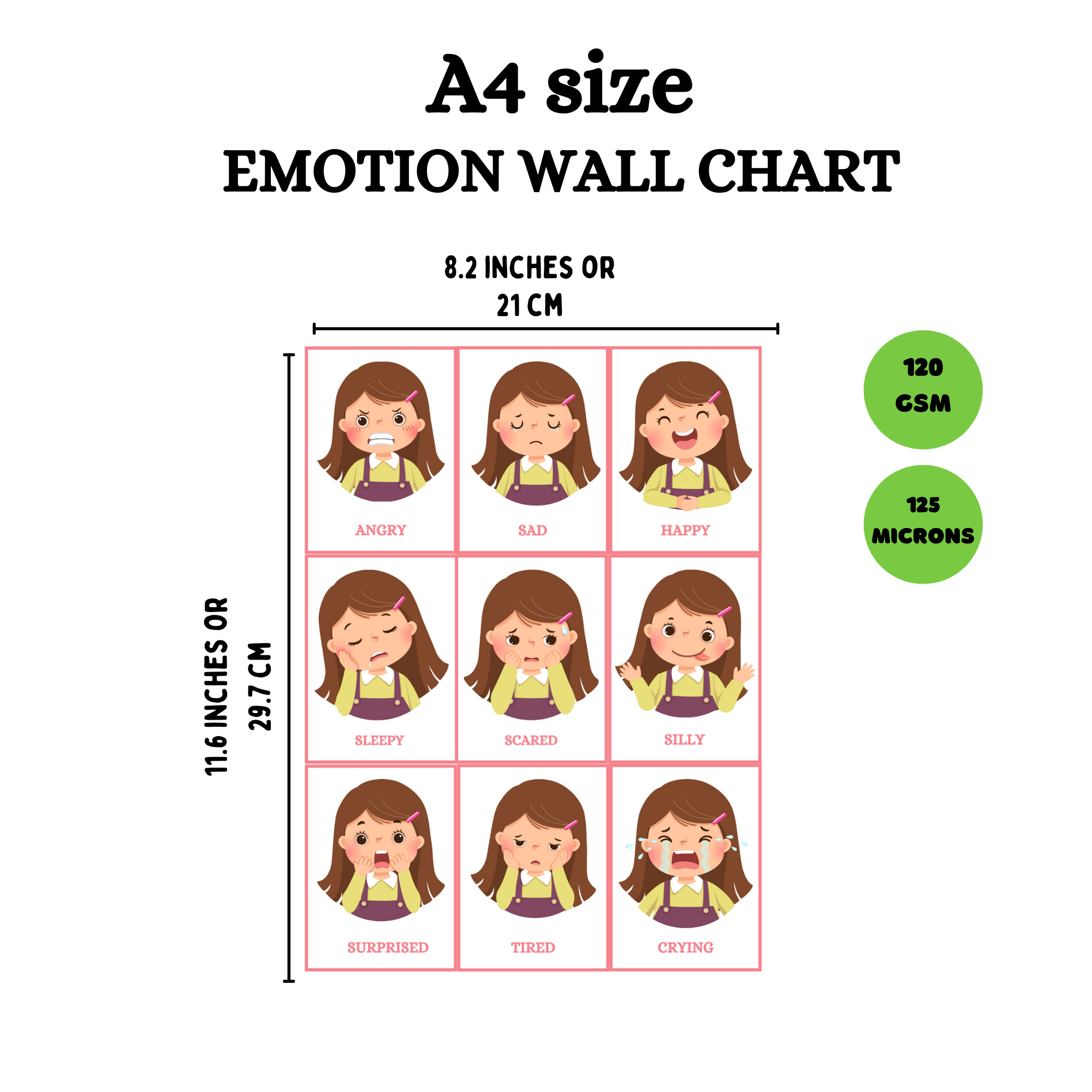 EMOTION Educational Wall Chart Posters for Kids, Pre-schoolers ...