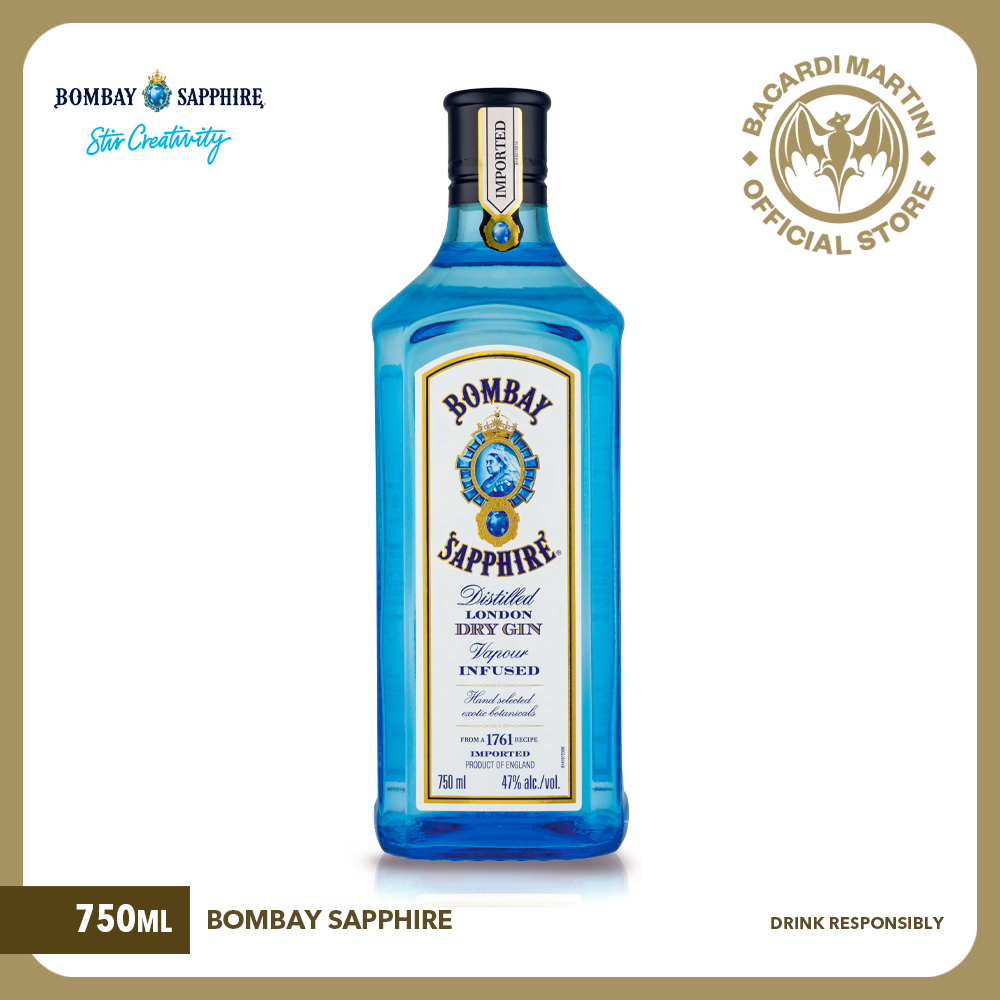 Bombay Sapphire Gin, Vapour Infused Spirit with Exotic Botanicals, 47% ...