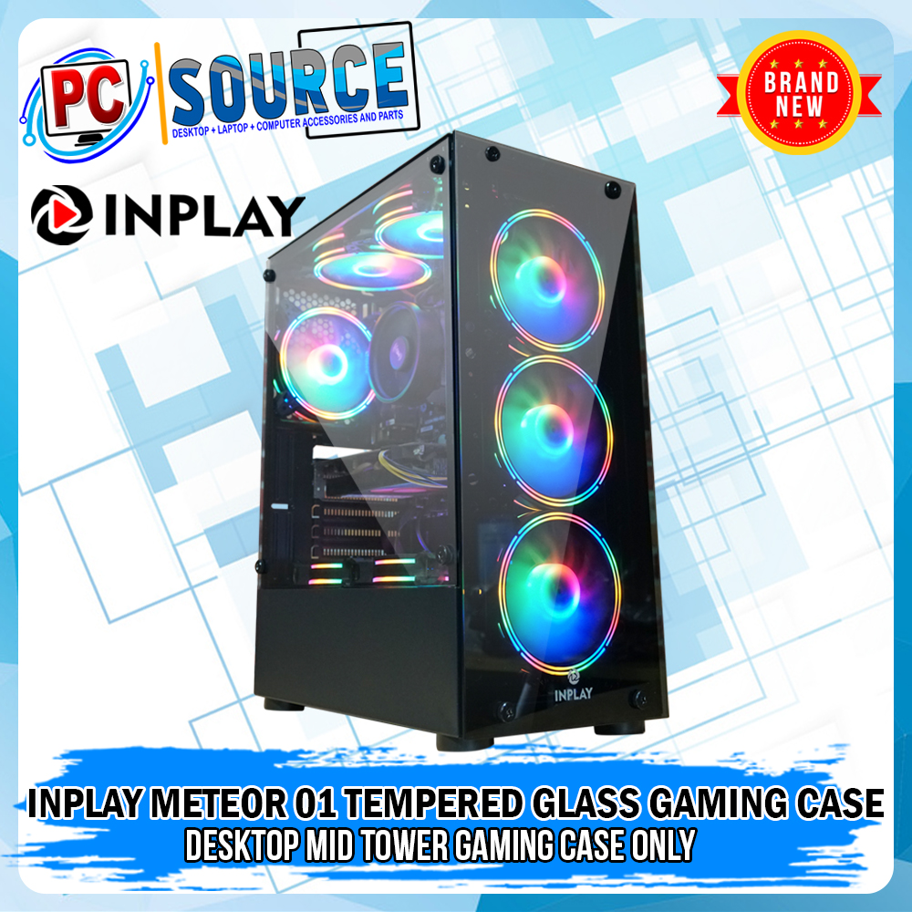 Inplay Meteor 01 Tempered Glass Desktop Gaming Case | ATX, Micro ATX ...