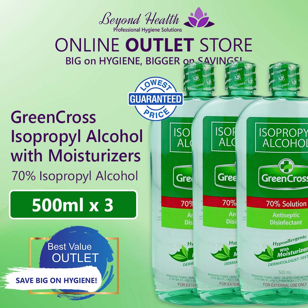 3X Pack GreenCross 70% Isopropyl Alcohol with Moisturizers [500ML ...