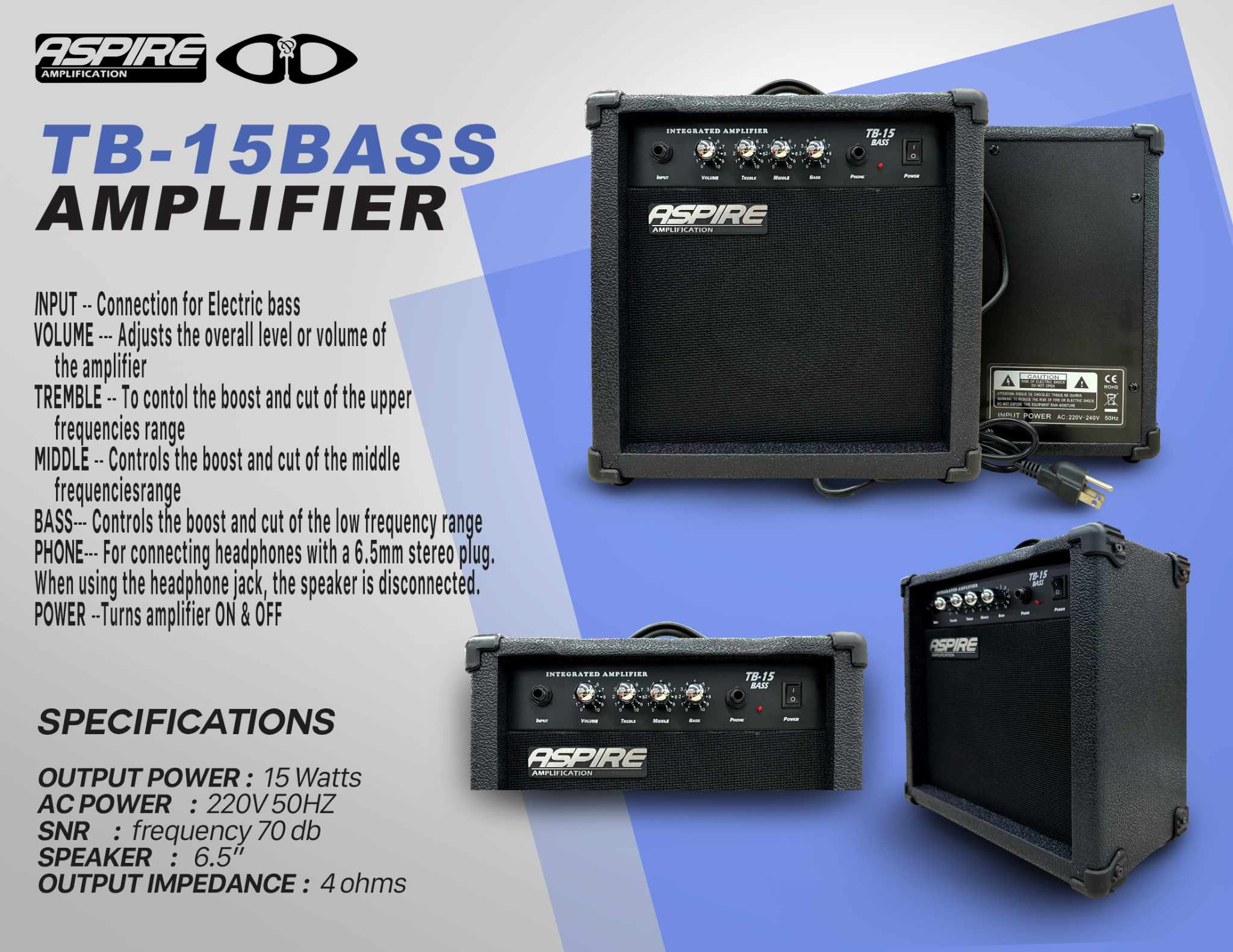Aspire TB15 15watts Bass Guitar Amplifier | Lazada PH
