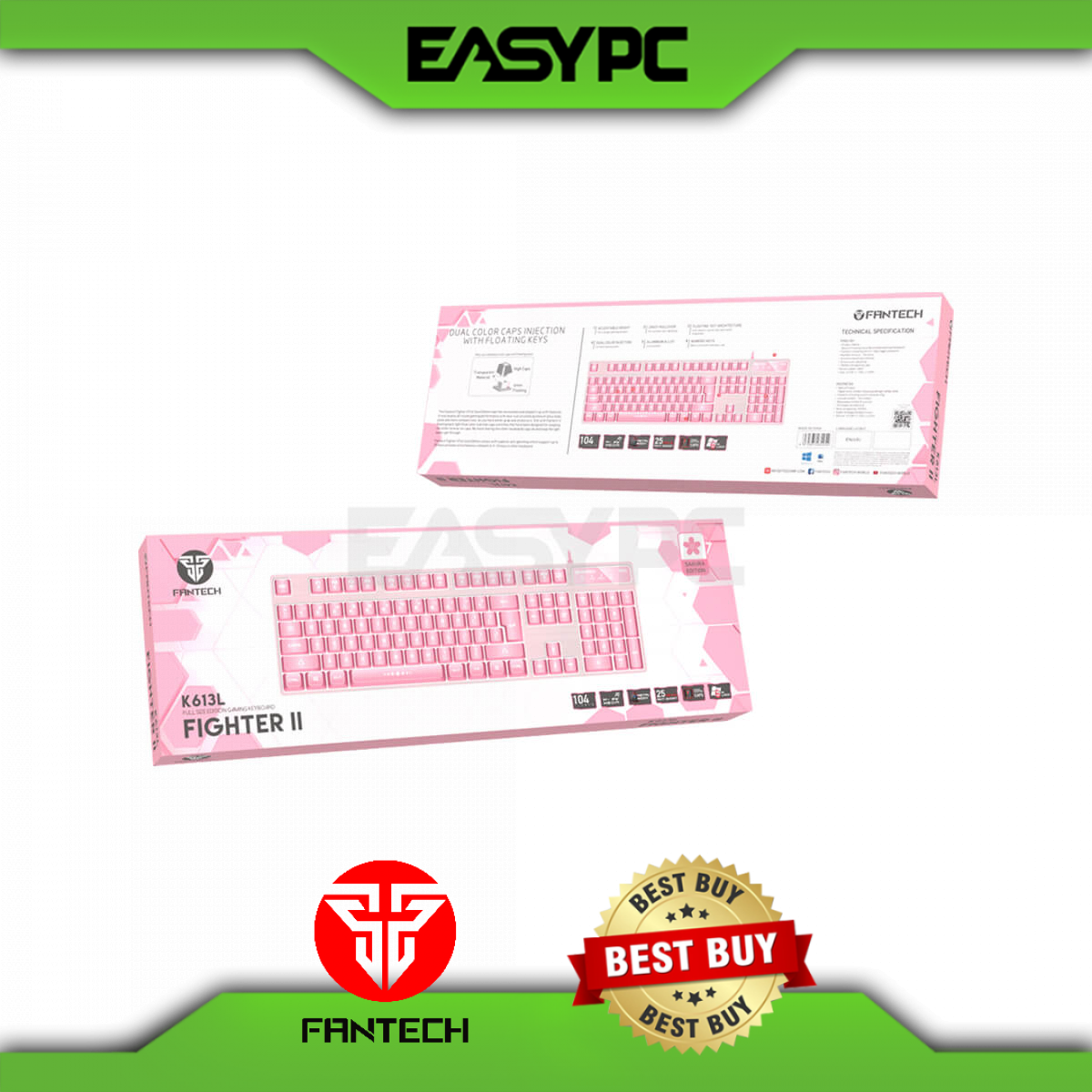 EasyPC | Fantech K613L Fighter II Pink Sakura Edition Gaming Keyboard ...