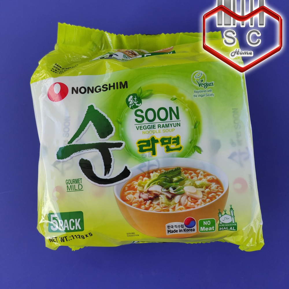 SC 5pcs Nongshim shin ramyun soon veggie ramyun Noodles vege halal ...