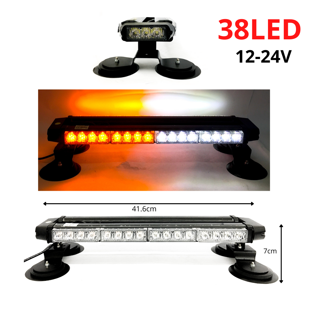 CPO.PH 12 TO 24V 38 LED STROBE LIGHT WHITE AND AMBER FLASHING LIGHT ...