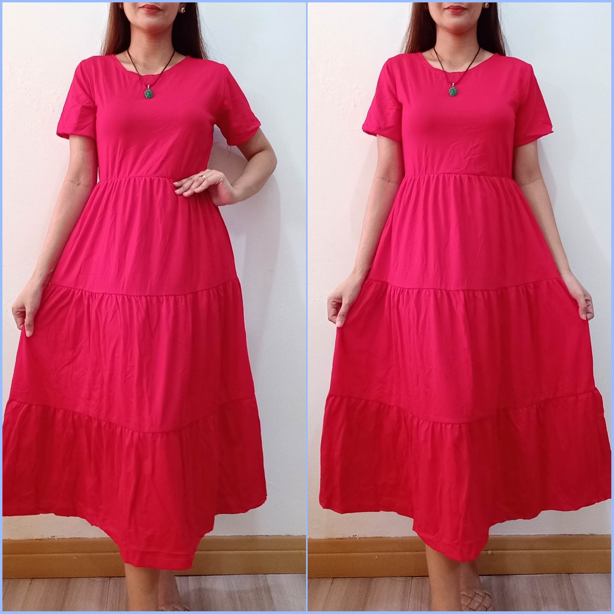 ANGELA 3 Layered Dress Korean Inspired Below the Knee Plain abd Printed ...