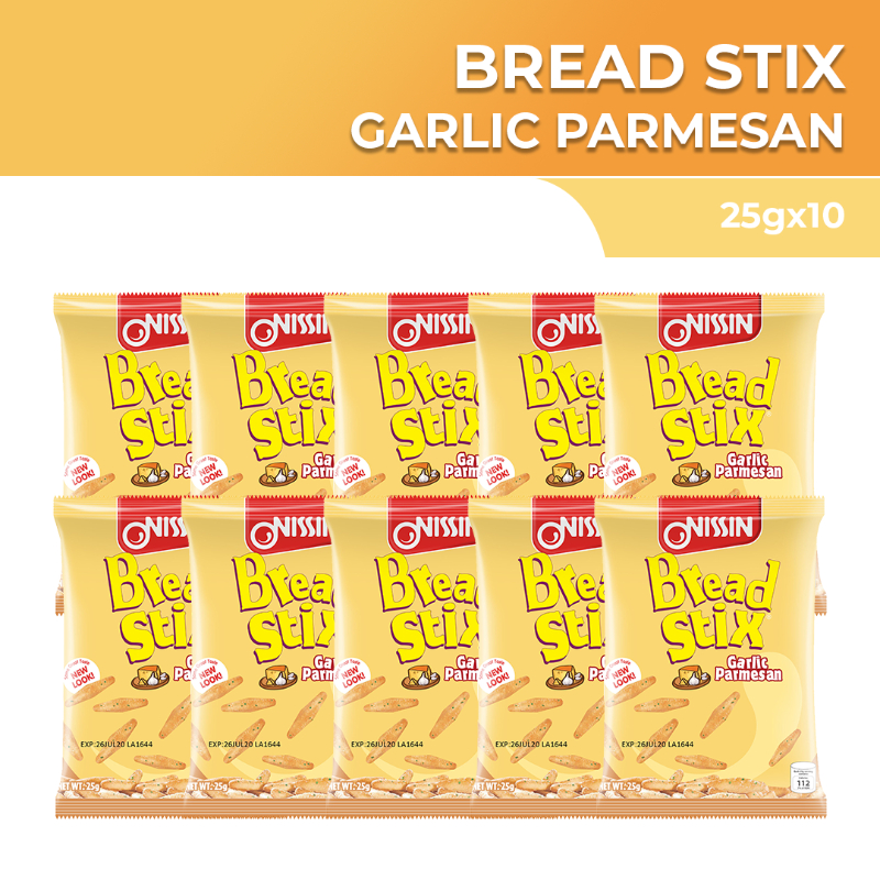 Nissin Bread Stix Garlic Parmesan 25g - Pack of 10 | Lazada PH