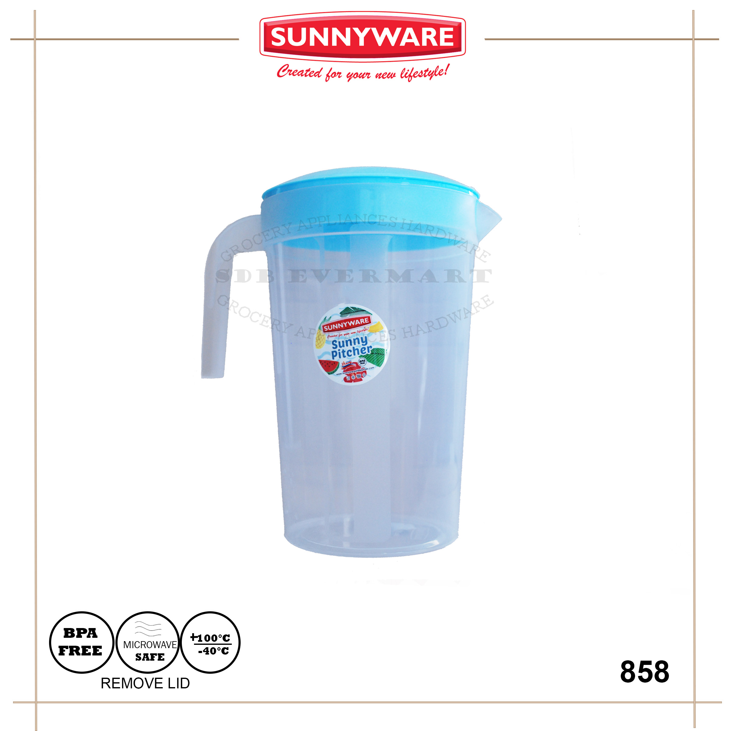 Sunnyware-Pitcher Washable and Reusable Plasticware Round Pitcher-3L ...