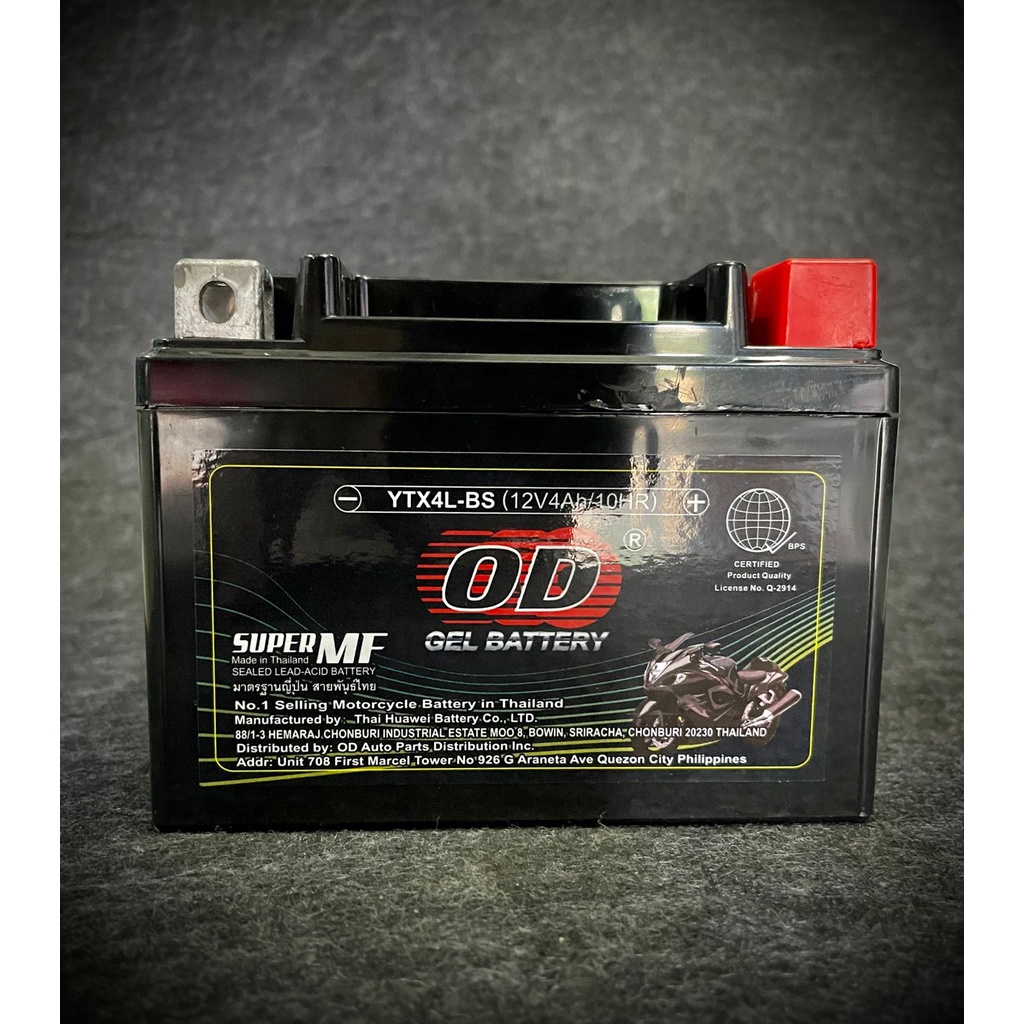 motorcycle battery ORIGINAL OD BATTERY YTX4L-BS LEGIT OD BRAND | Lazada PH