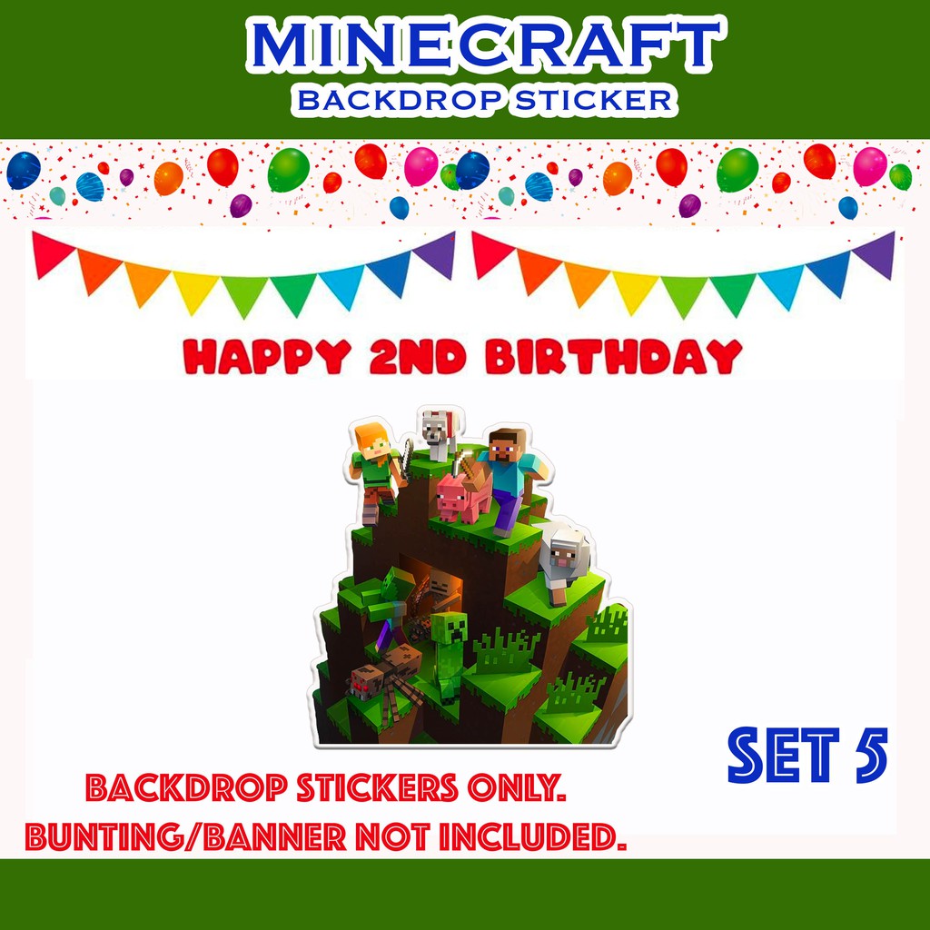 Minecraft Backdrop Stickers Party Decoration ( 8 X 11 INCHES)MjI ...
