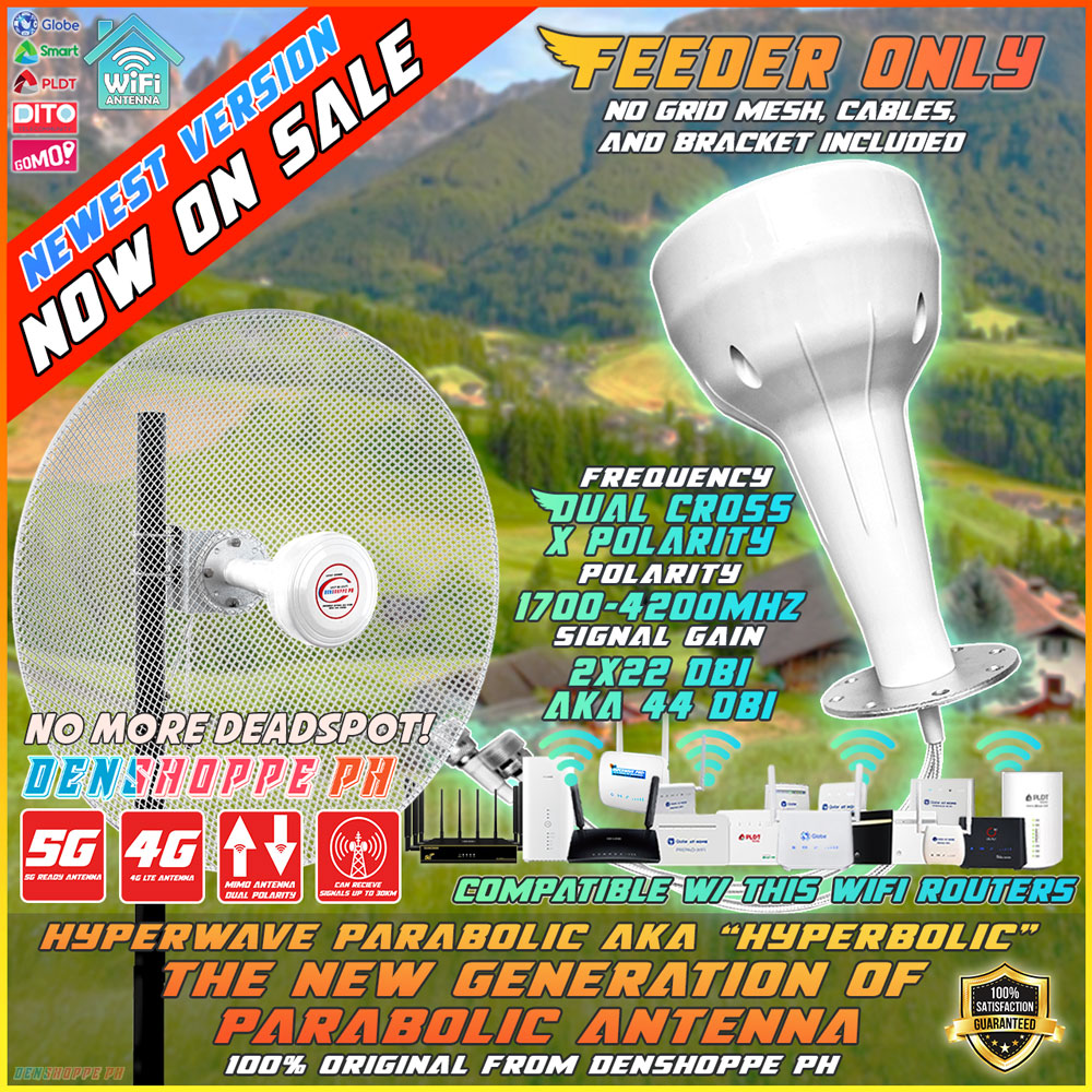 HYPERWAVE HYPERBOLIC FEEDER ONLY 44dBi WiFi Antenna 5G 4G Parabolic ...