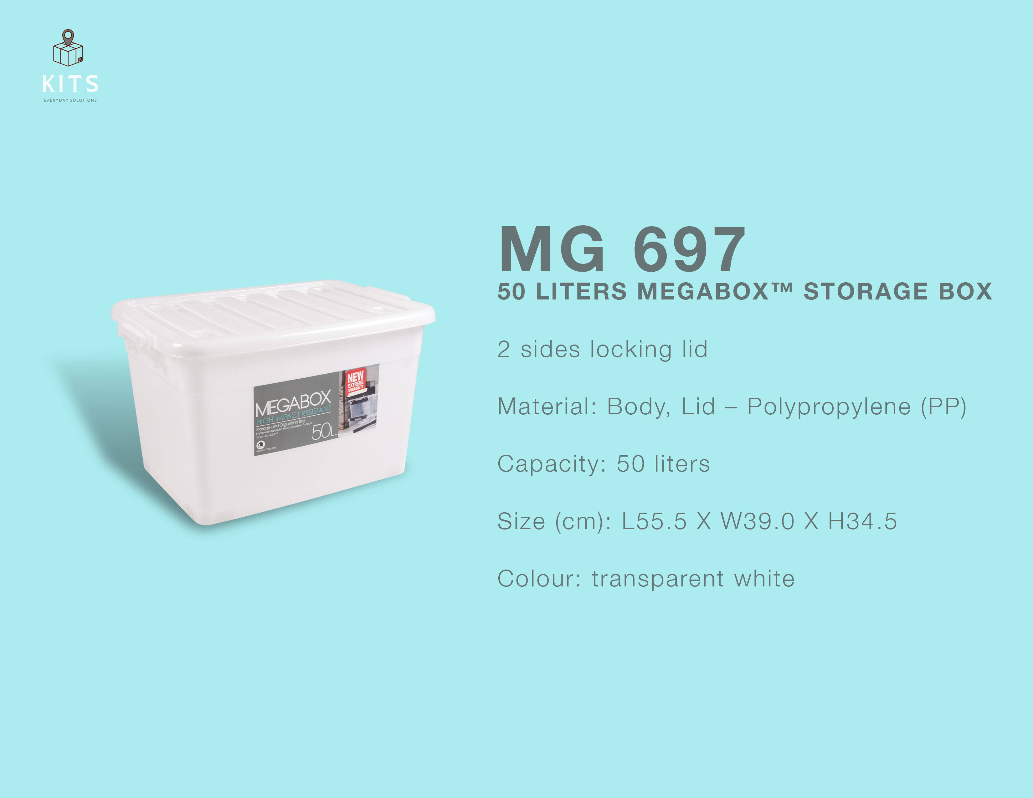 2 pcs of 50 liters MEGABOX™ Storage box MG 697 Bundle | Lazada PH
