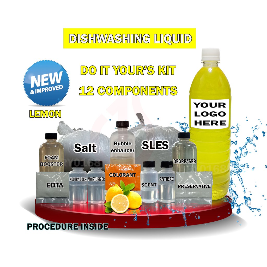 />iDISHWASHING LIQUID KIT 12 COMPONENTS LEMON 16-17 Liters yield (Do it ...