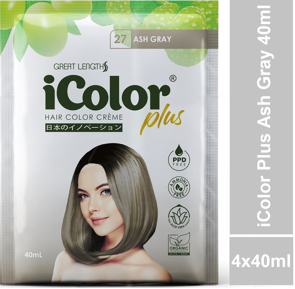 iColor Plus Hair Color Cream Ash Gray 40ml (4 sachets) | Lazada PH