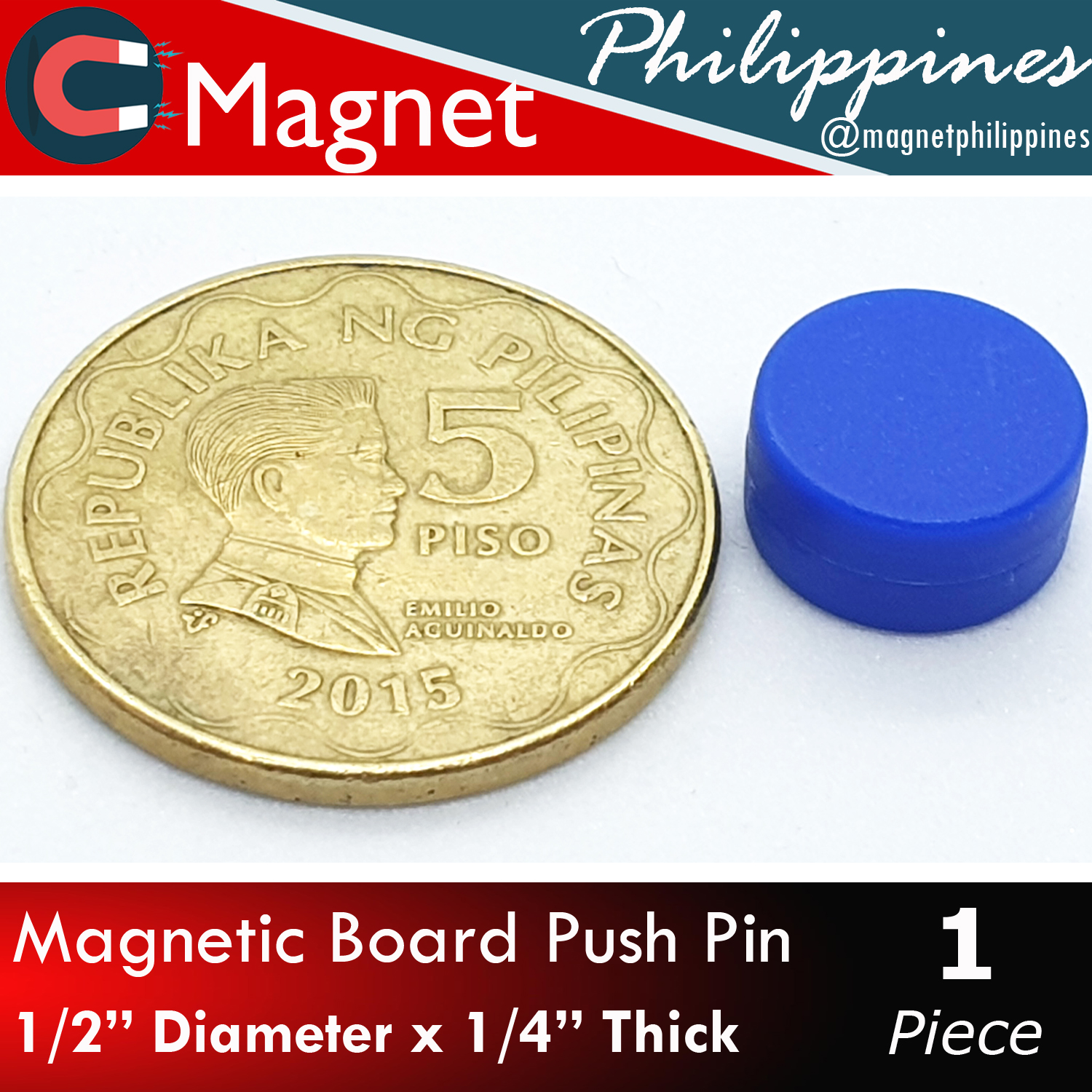 Assorted Colors Neodymium Magnetic Board Push Pin Buttons 1/2" Dia x 1/ ...