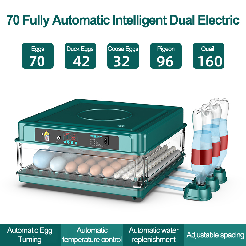 Egg Incubator 130 Eggs Fully Automatic Egg Incubator Intelligent Digital Hatcher Brooder with ...