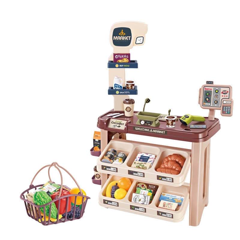 JIVE Complete Supermarket Grocery Cashier Play Set Pretend Play 58 pcs ...