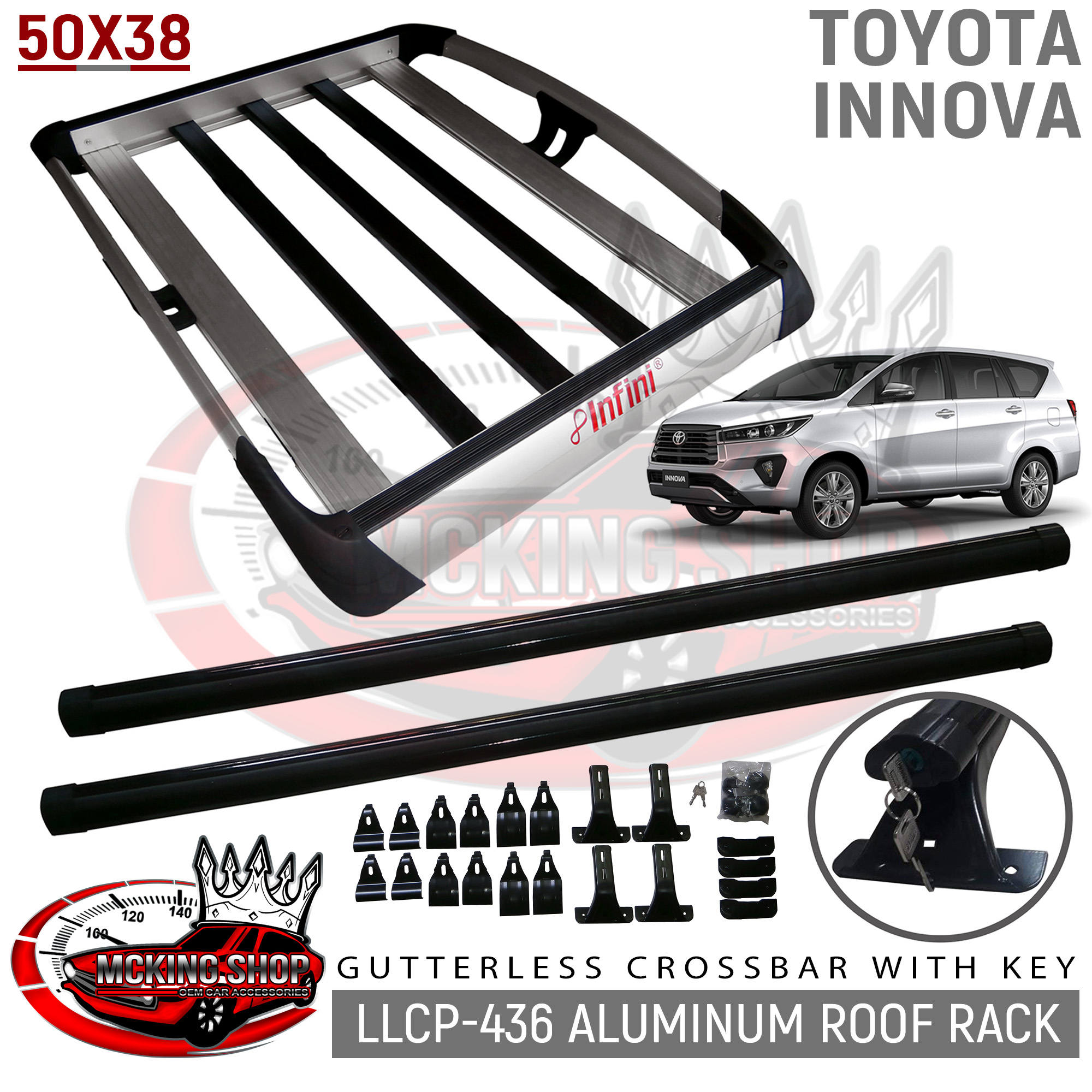 Toyota Innova INFINI LLCP-436 Aluminum Roof Rack 50x38 (Silver) with ...
