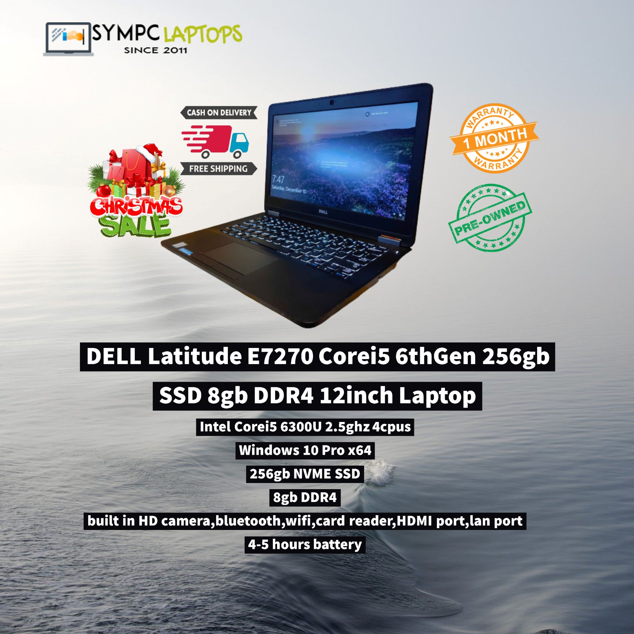 DELL Latitude E7270 Corei5 6thGen 256gb SSD 8gb DDR4 12inches Laptop ...