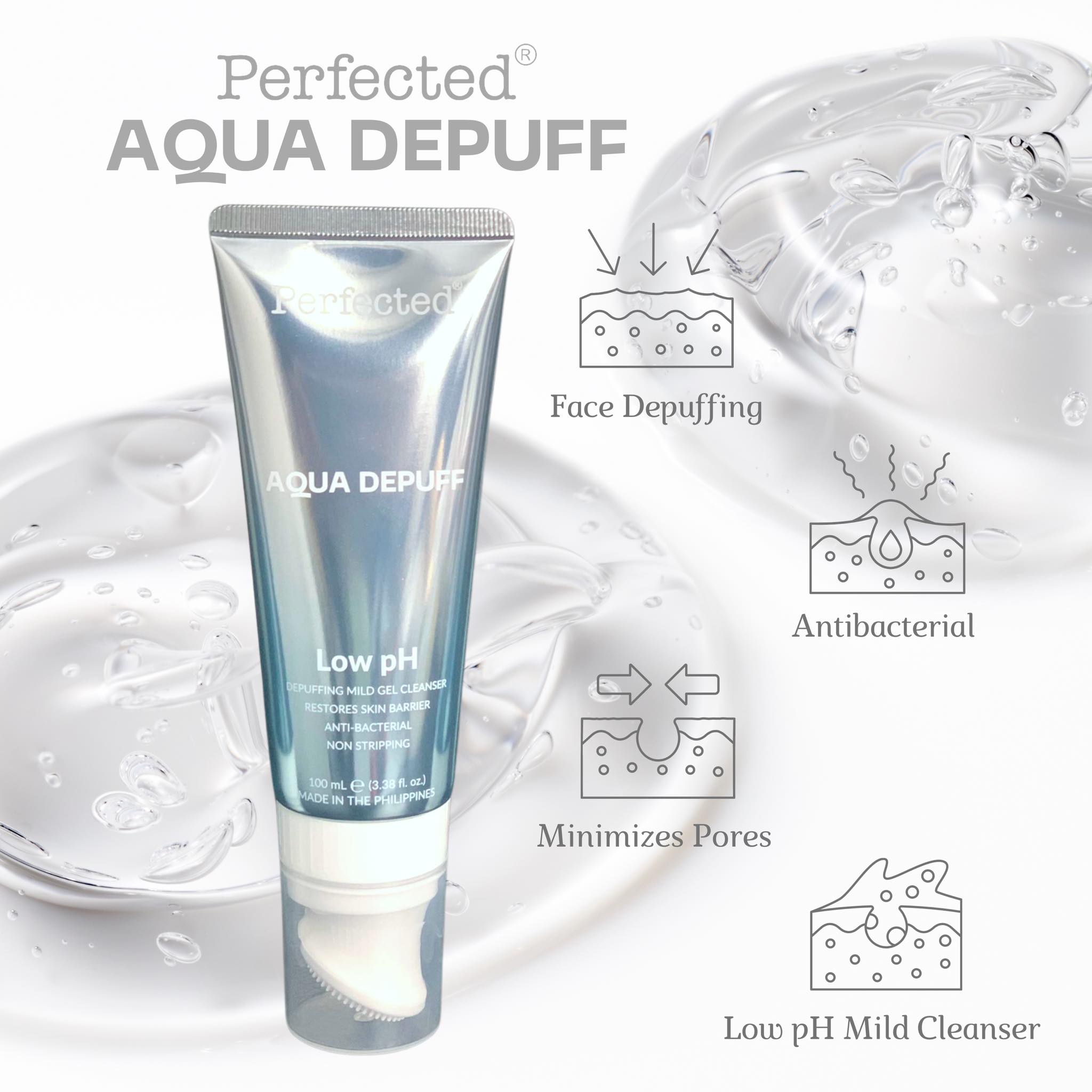 AQUA DEPUFF by PERFECTED LOW pH MILD Gel cleanser ORIGINAL | Lazada PH
