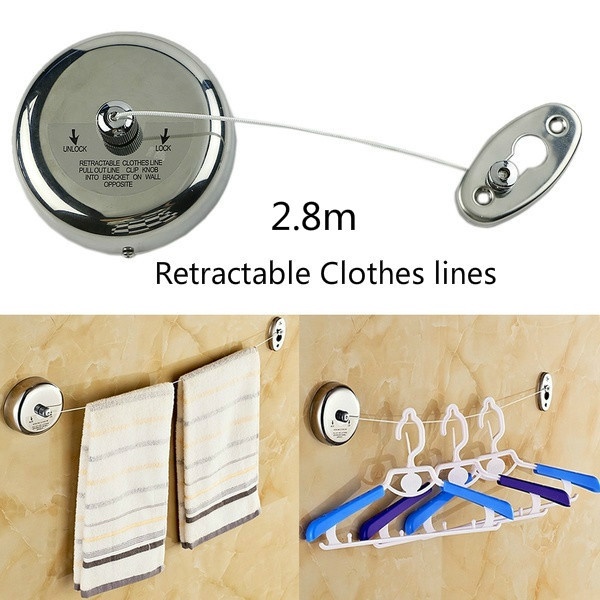 Drying Rack Clothes Retractable Clothesline, 304 Stainless Steel Shower ...