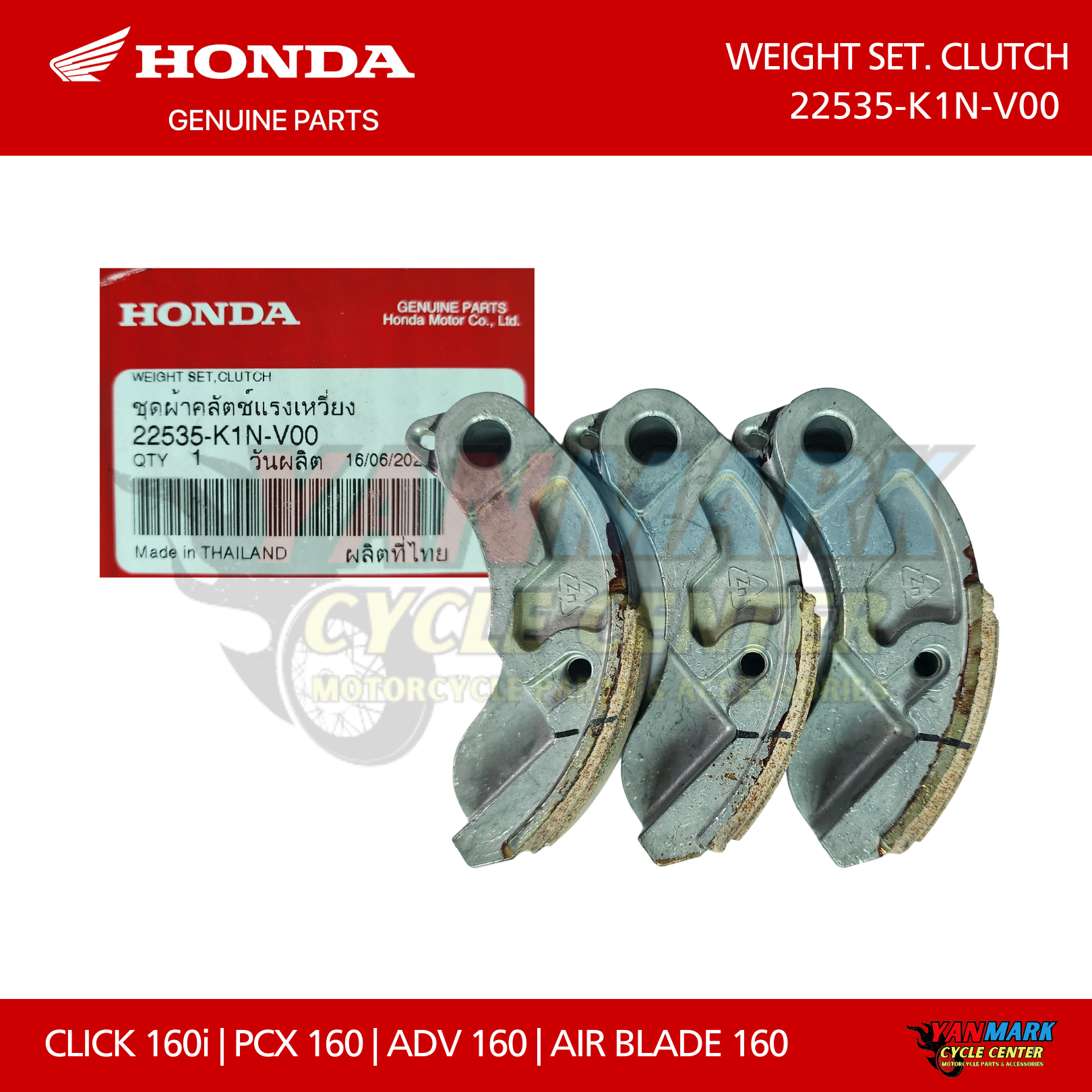 ORIGINAL HONDA - WEIGHT SET. CLUTCH - CLICK 160i | PCX 160 | ADV 160 ...