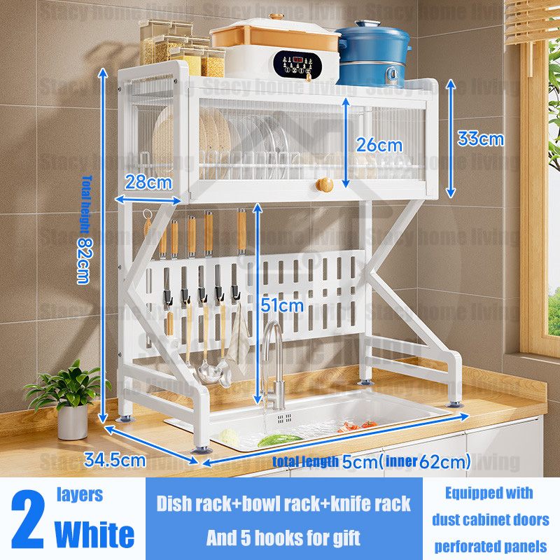 🚀24 hour ship out🚀dish rack Kitchen Rack Kitchen Dustproof Sink Rack ...