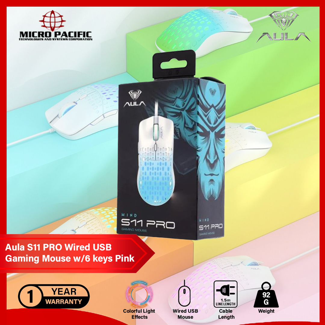 AULA S11 Wired Gaming Mouse 3600 DPI Cool Backlight 3D Wheel Ergonomics ...