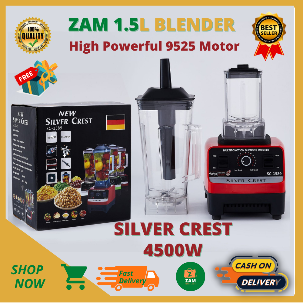 ZAM Silver Crest Heavy Duty Portable Commercial Blender Multi Purpose ...