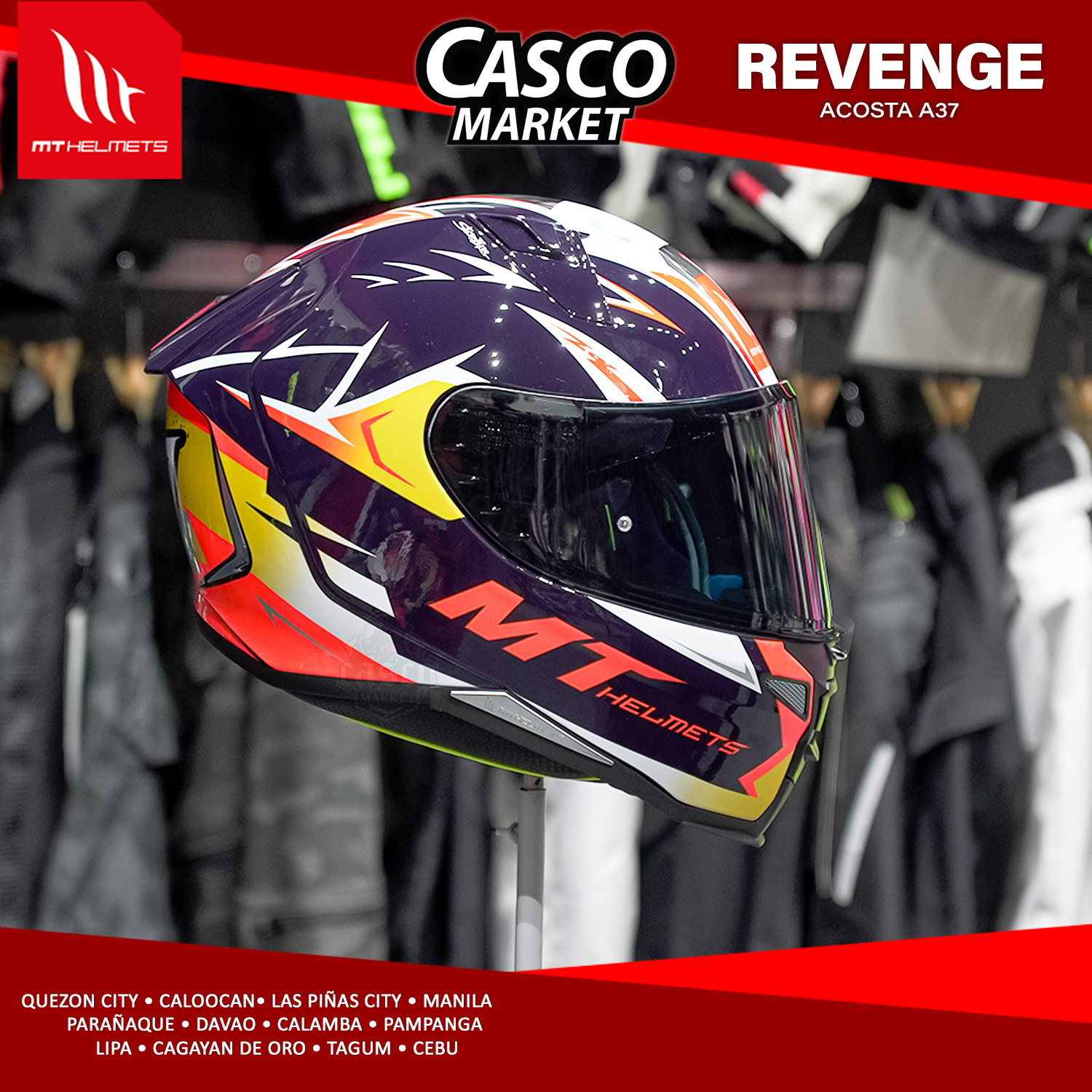 MT REVENGE2 G ACOSTA FULL FACE SINGLE VISOR MOTORCYCLE HELMET | Lazada PH