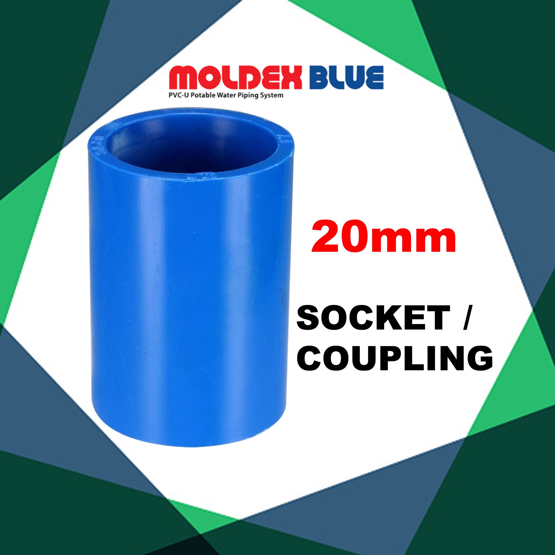20mm PVC SOCKET / COUPLING MOLDEX BLUE PVC-U POTABLE WATER PIPING ...