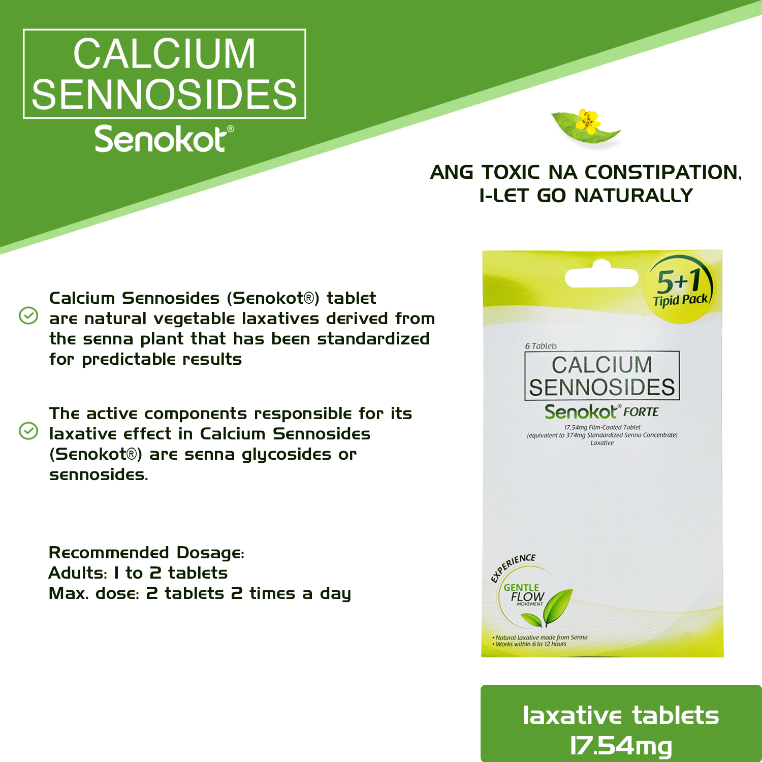 Calcium Sennosides SENOKOT® Forte 17.15mg 5+1 | Lazada PH