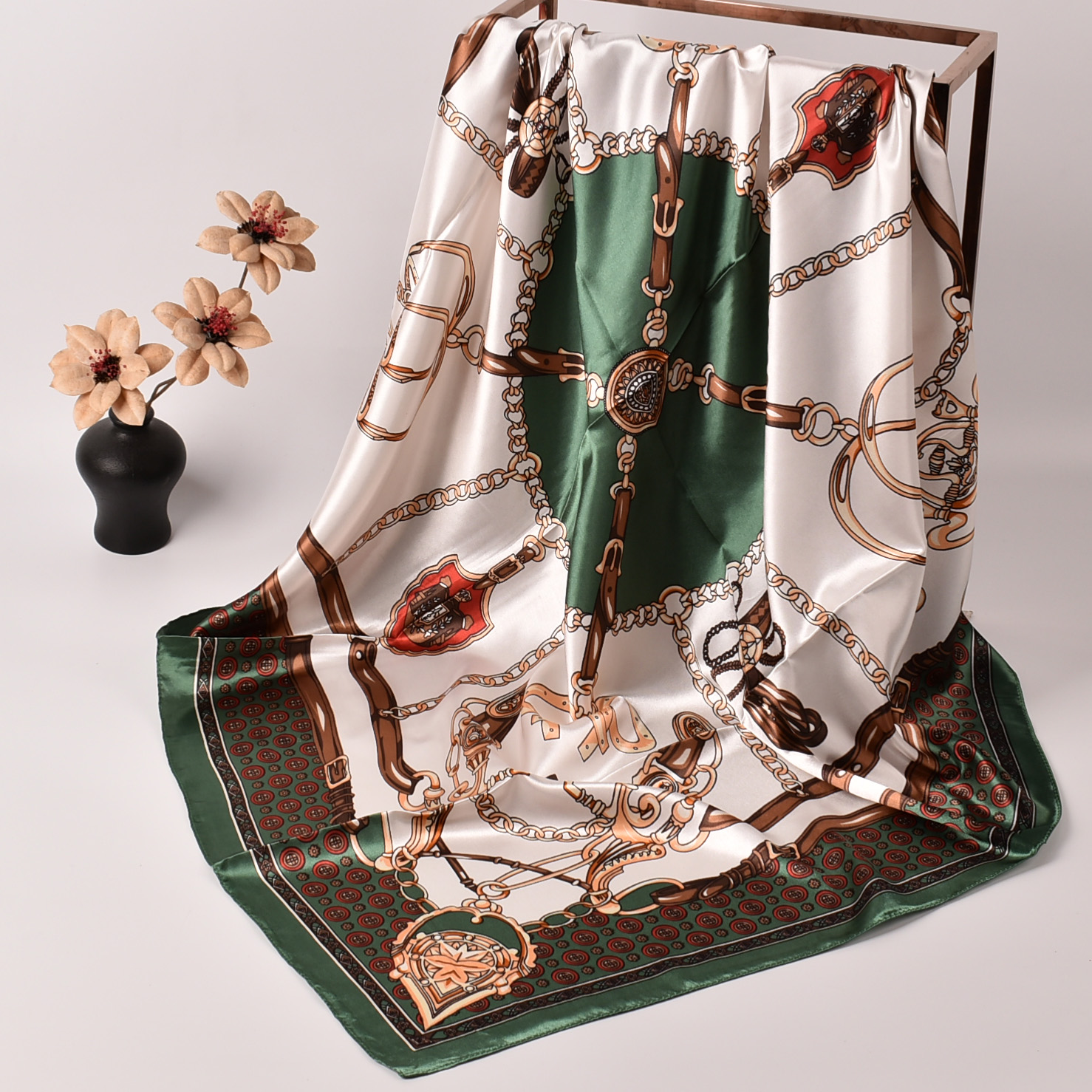 S03 Silk Scarf Fashion Foulard Satin Shawl Scarfs 90*90cm Square ...