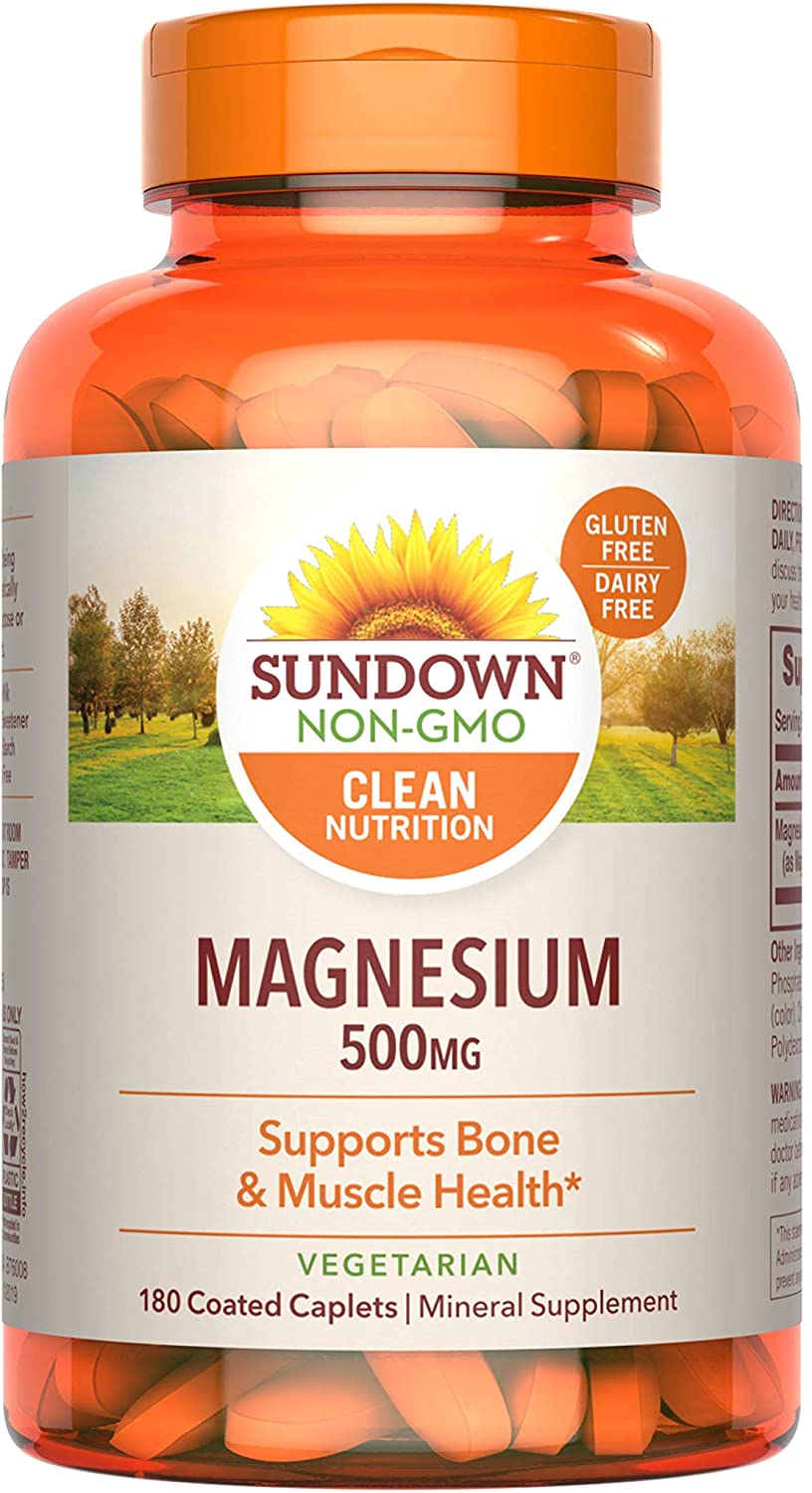 Sundown NON-GMO Magnesium 500mg Supports Bone & Muscle Health, 180 ...