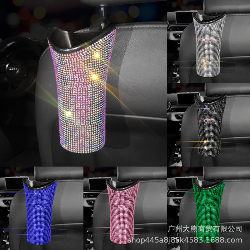 Vehicle mounted diamond inlaid umbrella to store garbage can for ...
