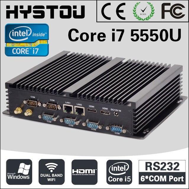 intel Core i7 5500U Mini PC Windows Linux i5 4200U Fanless Industrial computer Dual LAN NICS 6 ...