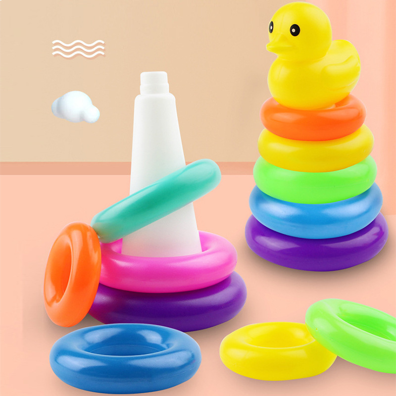 MnKC Baby Rainbow Tower Stacking Circle Fun Duck Ring Puzzle Game ...