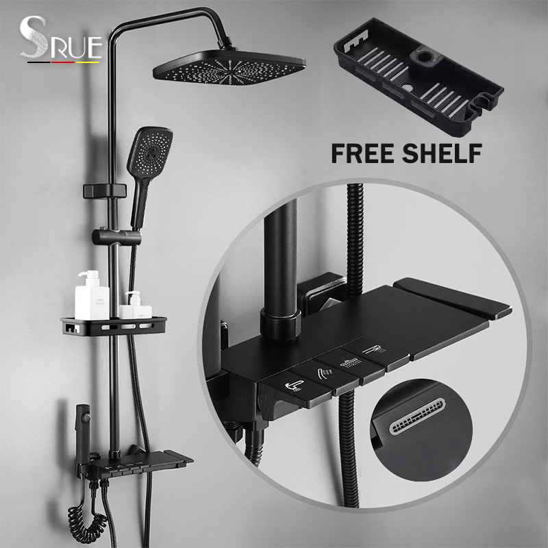 SRUE 4in1 Shower sets Shower Set For Bathroom Black and Grey Shower ...