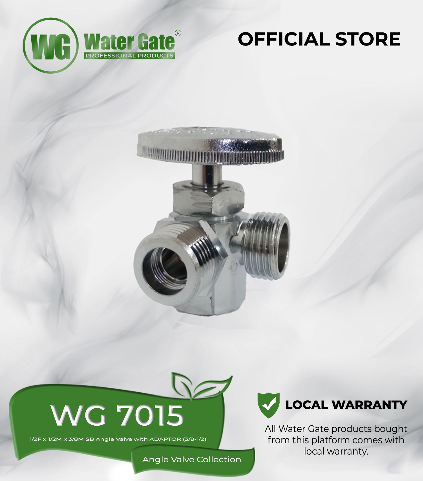 1/2F x 1/2M x 3/8M Solid Brass Angle Valve with ADAPTOR (3/8-1/2 ...