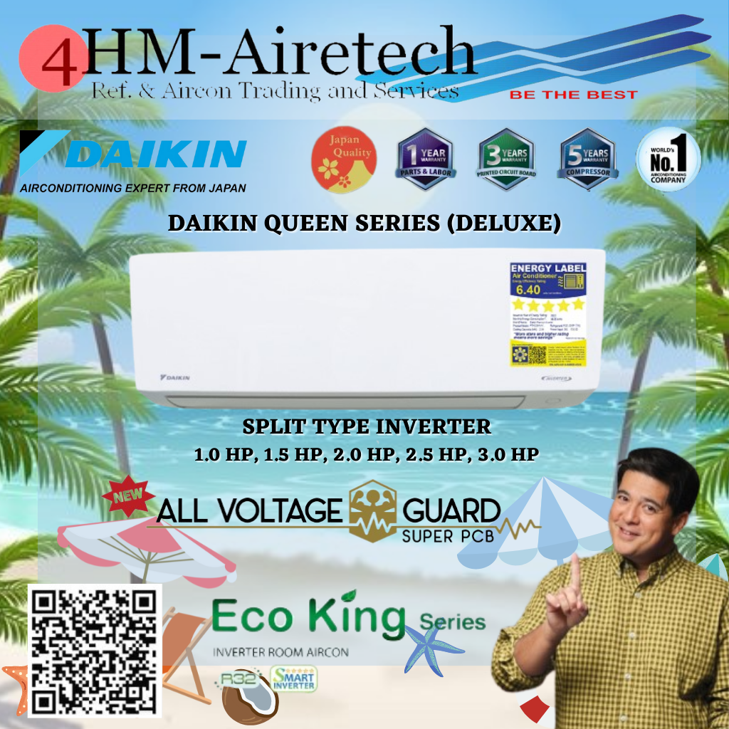 FOURHM DAIKIN 1.5HP R32 D-SMART QUEEN SERIES SPLIT TYPE INVERTER AIRCON ...