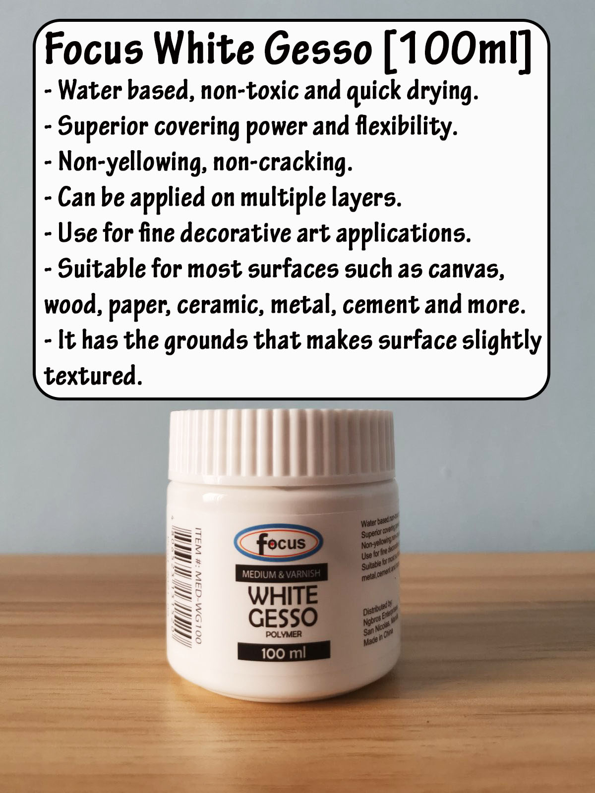 [100ml] Focus Medium & Varnish Gloss Gel | White Gesso | Modeling Paste ...