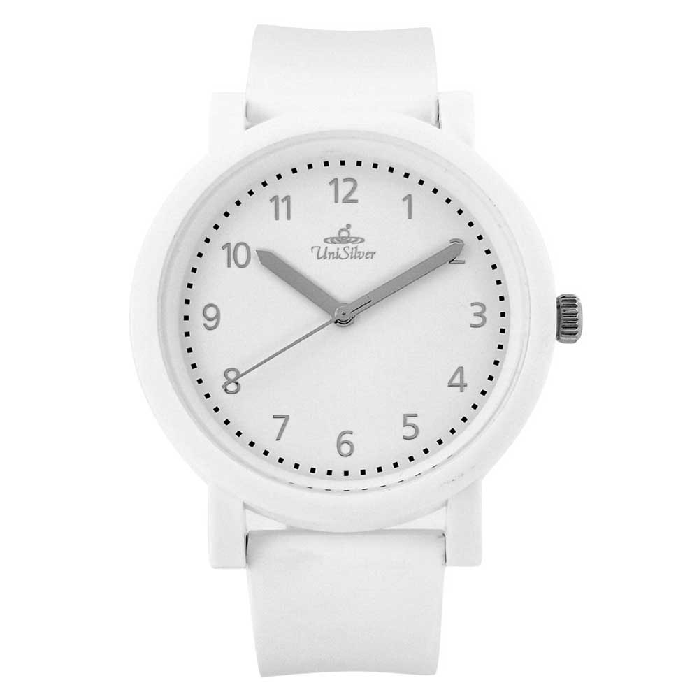 UniSilver TIME DUSK PATROL Men's Large Analog Silver/White Rubber ...