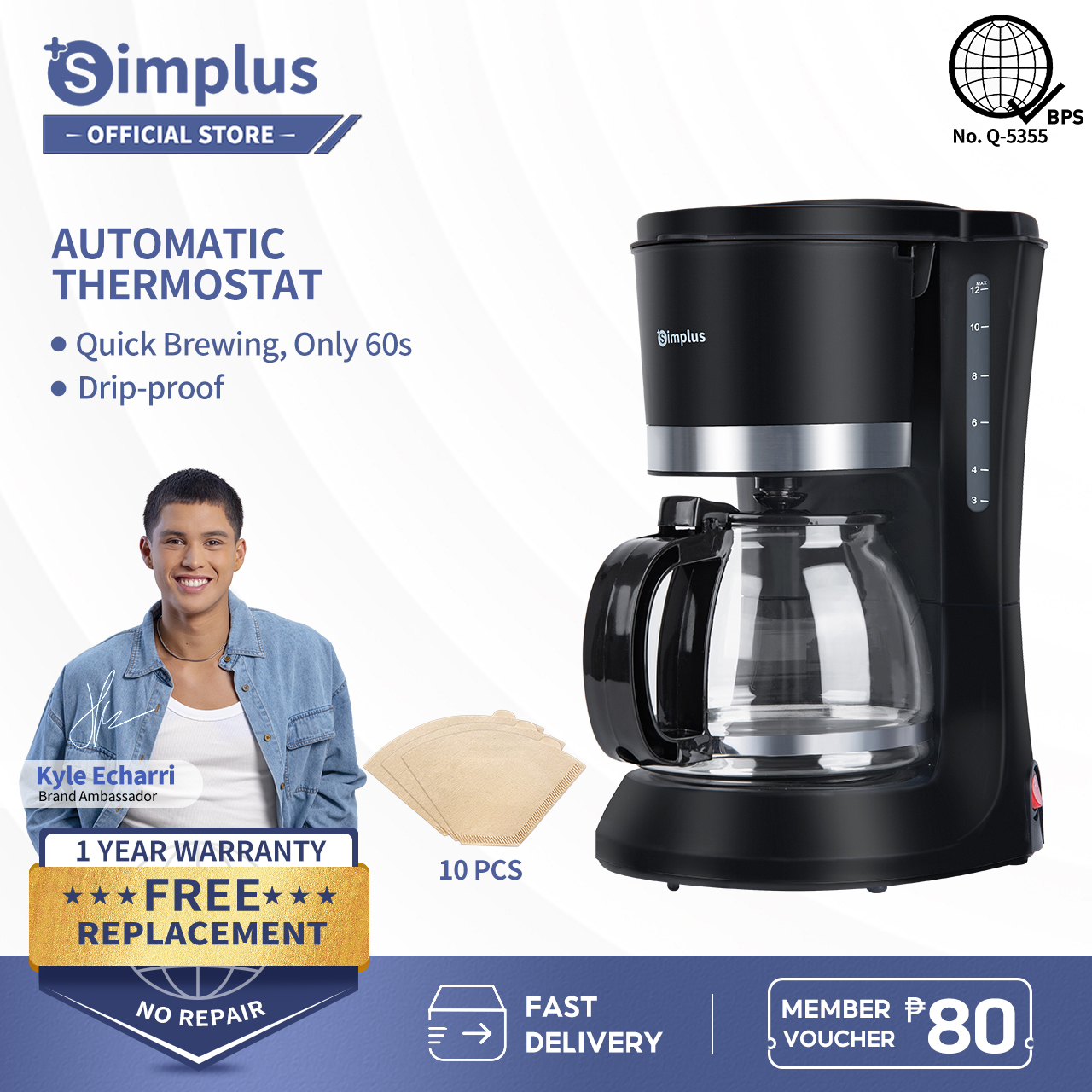 Simplus Drip Coffee Maker American Coffee Maker Coffee Machine Portable ...