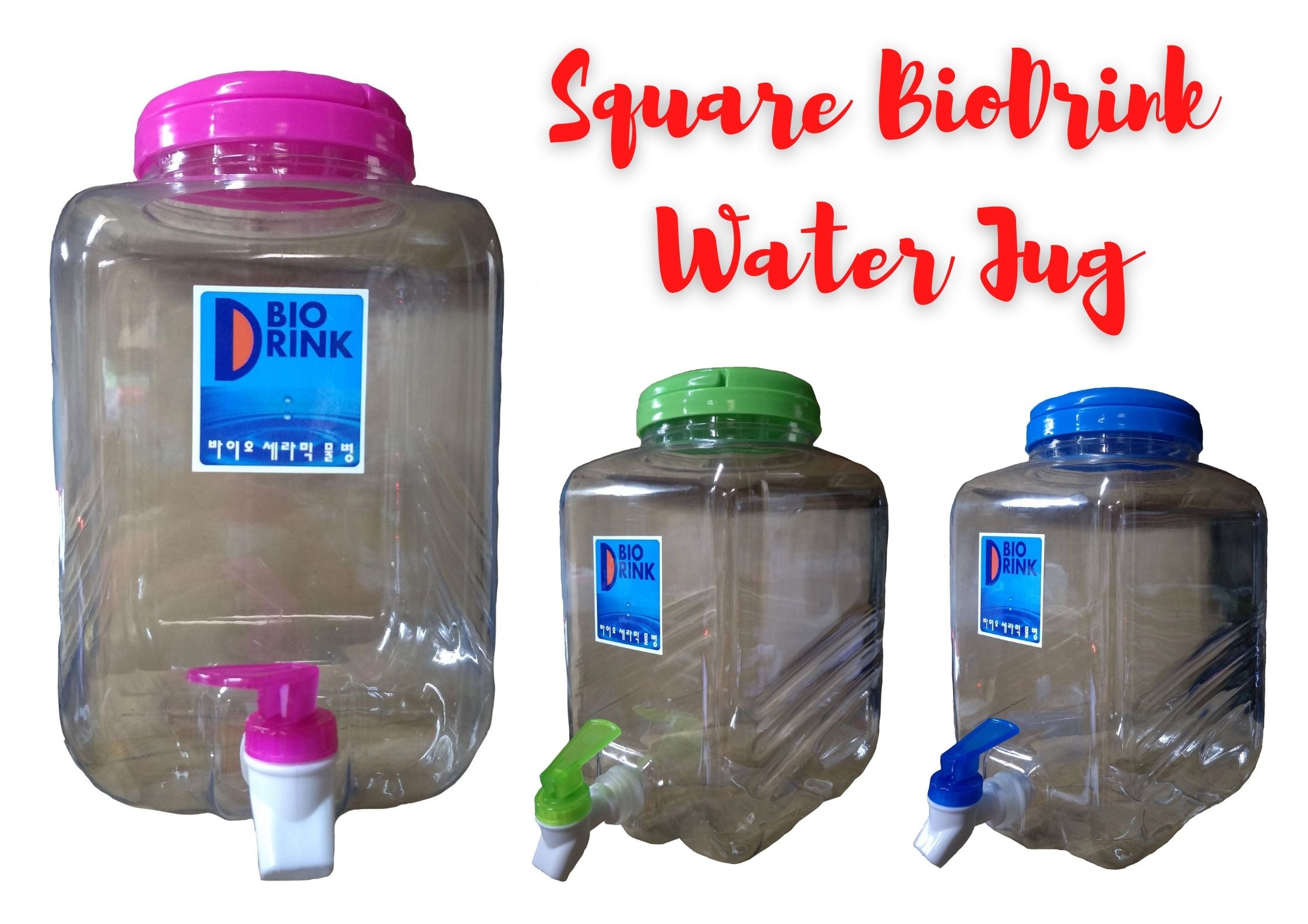 SQUARE Bio Drink Jug Container with Faucet (5 Liters) Bio Drink Clear ...