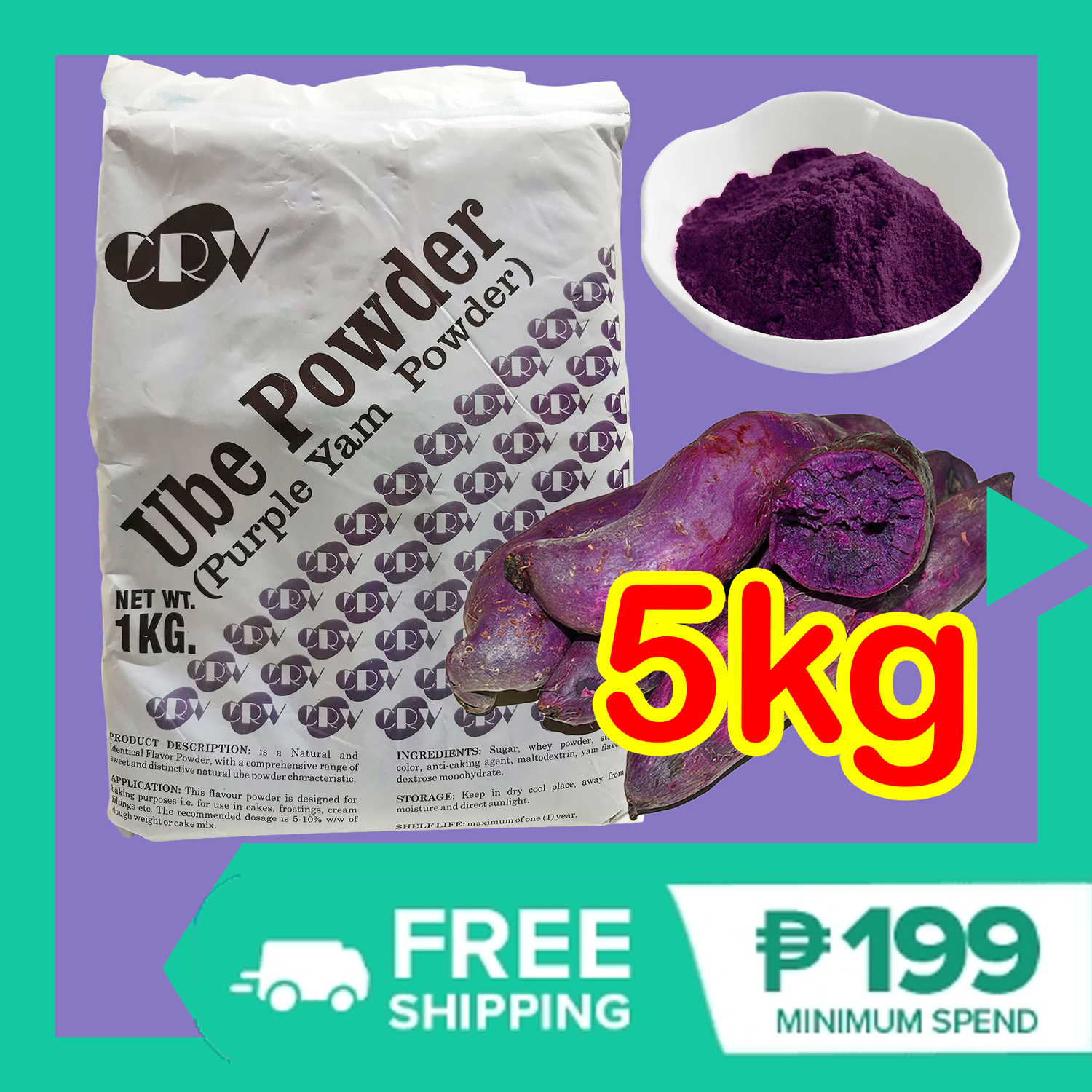 5kg CRV UBE POWDER FOR BAKING Ube Flavoring Ube Extract Ube Essence for ...