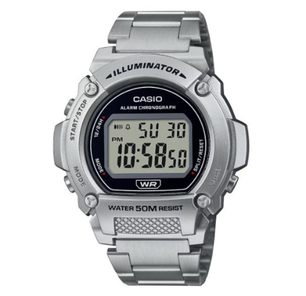 Casio W219 Stainless Steel Strap Digital Unisex Watch W-219HD-1A ...