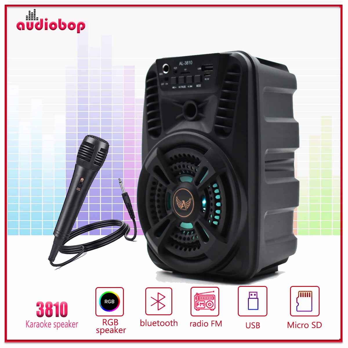 Audiobop NEW Karaoke Portable Wireless Bluetooth Speaker With Mic ...