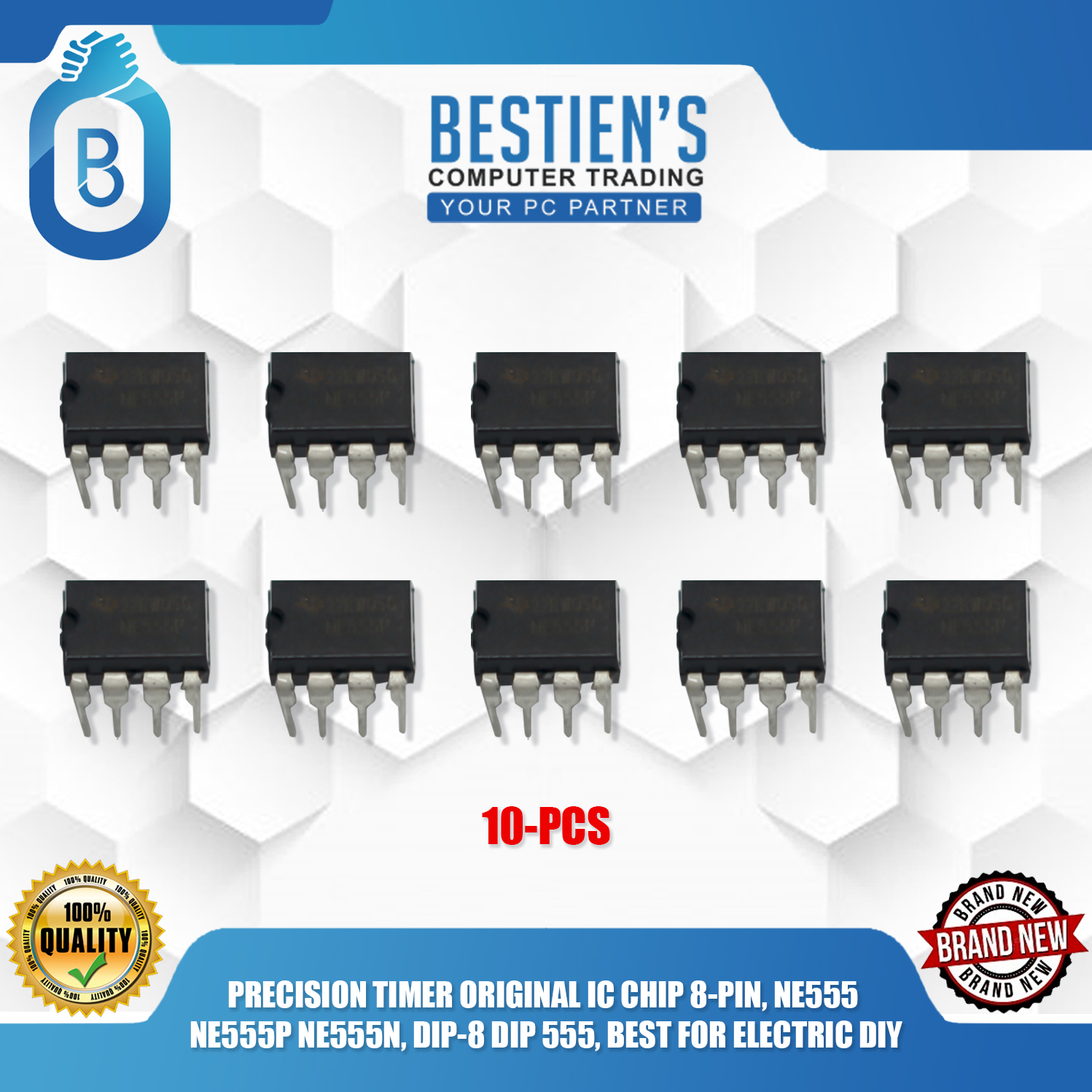PRECISION TIMER ORIGINAL IC CHIP 8-PIN, NE555 NE555P NE555N, DIP-8 DIP ...