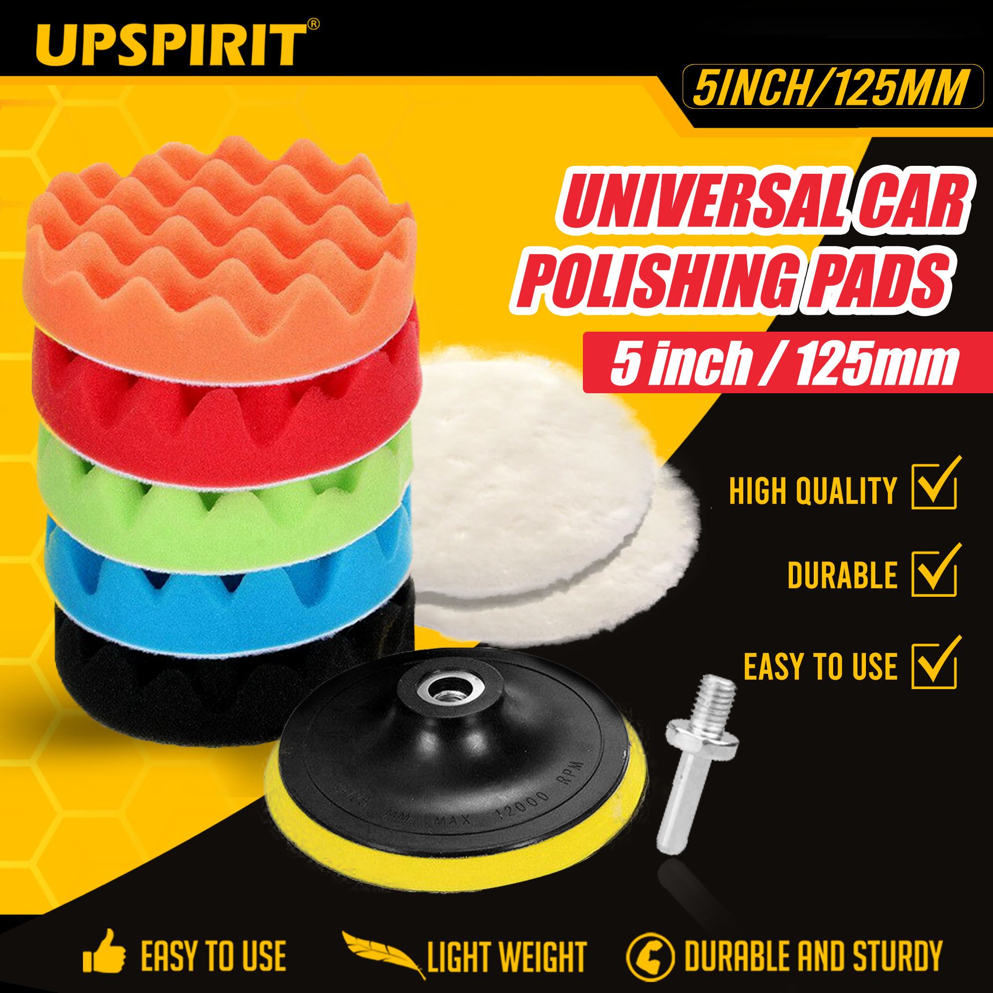 UPSPIRIT 4inch / 5inch Sponge Polishing Waxing Buffing Pads Set Kit ...