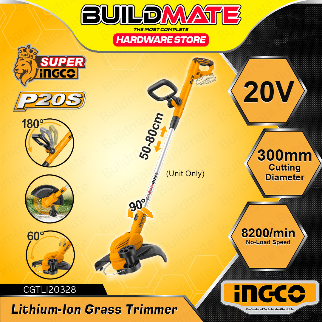 BUILDMATE Ingco 20V Cordless Grass Trimmer Brush String Cutter Lawn ...